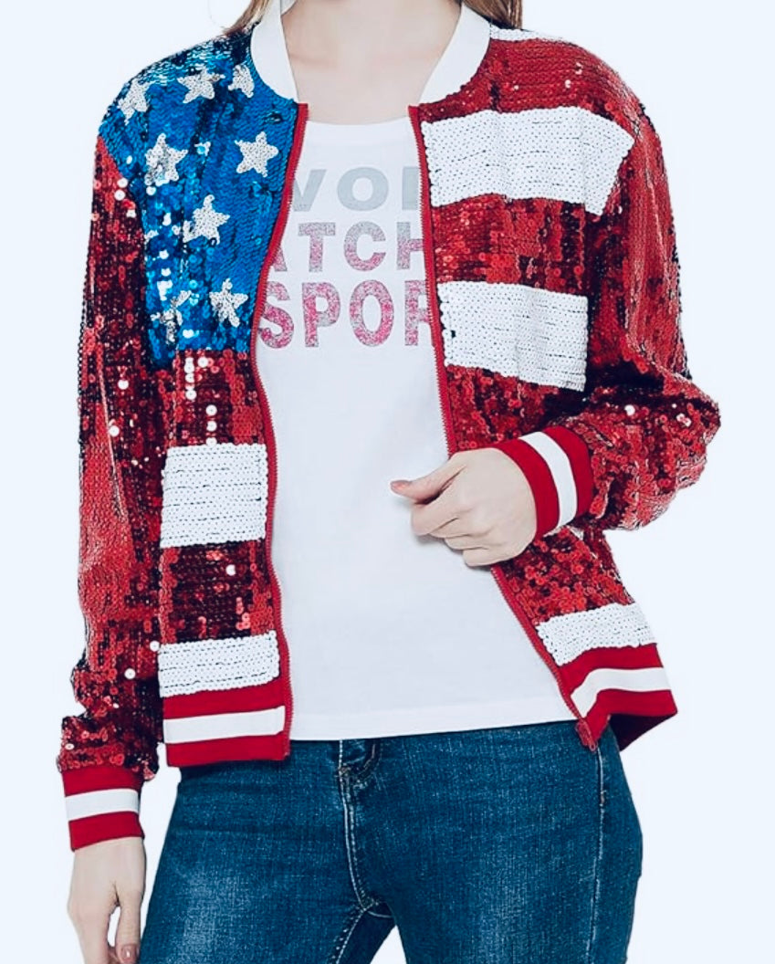 Sequin Patriotic Jacket – Trump Girl Shop